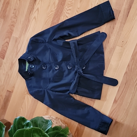 LOFT | Jackets & Coats | Loft Navy Blue All Weather Tie Waist Jacket ...
